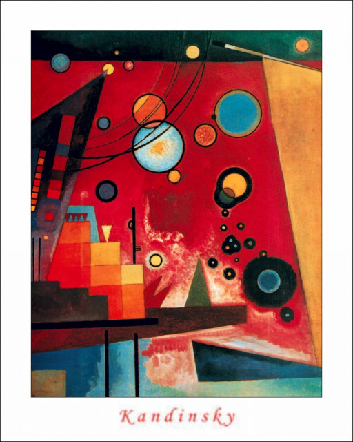 W. Kandinsky, Schweres rot, uramljena slika 40x50cm
