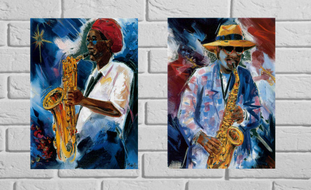 Blue Jazz, dve uramljen slike 40x50cm svaka