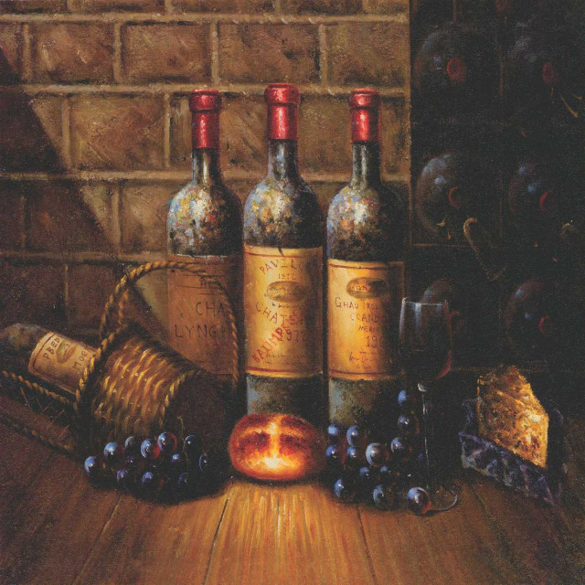 Crno vino, uramljena slika 50x50cm