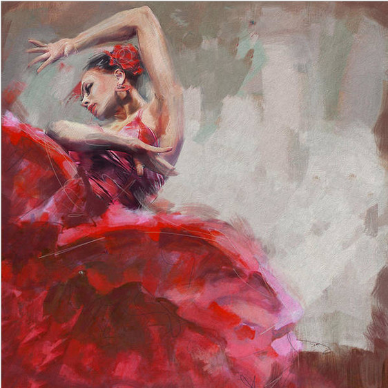 Flamenco, uramljena slika 50x50cm