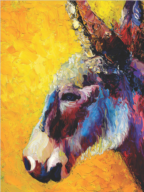 Happy donkey, uramlljena slika 30x40cm i 40x50cm i 50x70cm