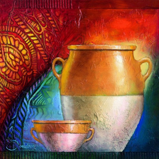 Moroccan pots, uramljena slika 70x70cm