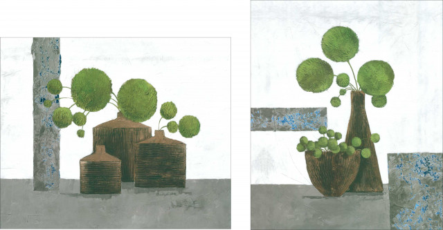 Green bubbles, dve uramljene slike 50x60cm svaka