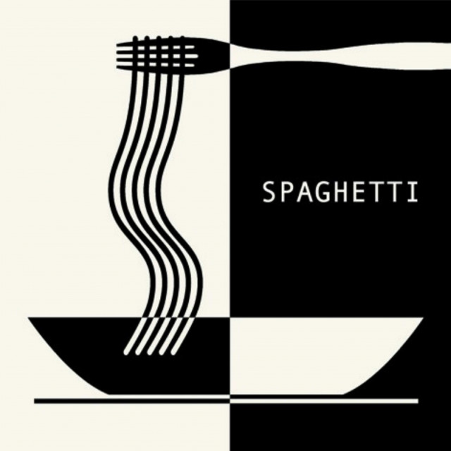 Spaghetti, uramljena slika dimenzije 70x70cm