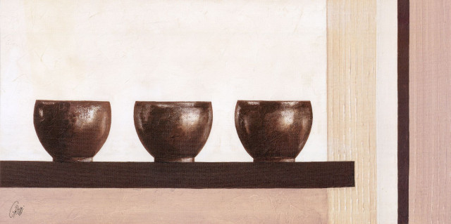 Harmony pots 2, uramljena slika 50x100cm