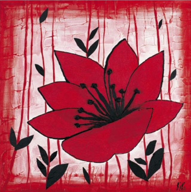 Red flower, uramljena slika 50x50cm