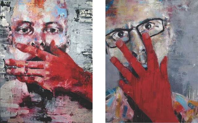 Red hand, dve uramljena slika 30x40cm , 40x50cm i 50x70cm