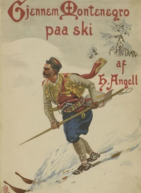 Kroz Crnu Goru na skijama" 1895. , stari poster, uramljena slika 30x40cm i 40x50cm