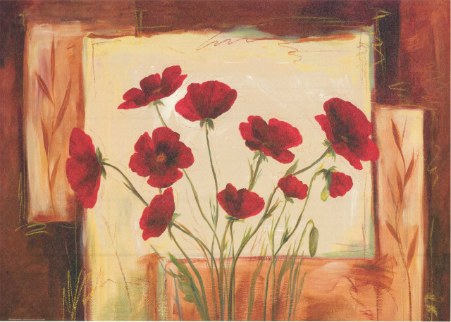 Red flowers, uramljena slika 70x100cm