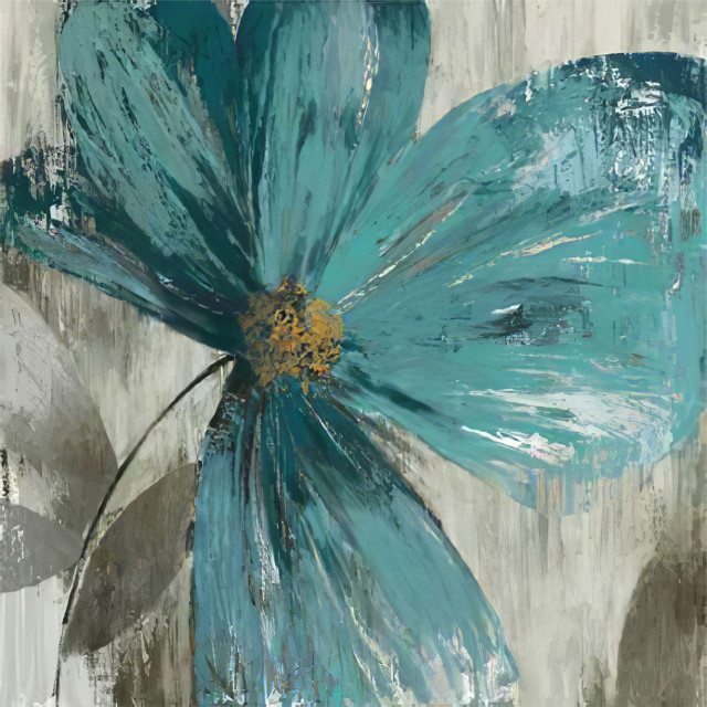 Blue flower 1, uramljena slika dimenzije 70x70cm