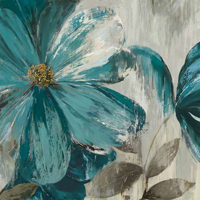 Blue flower, uramljena slika dimenzije 70x70cm