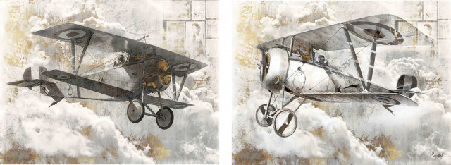 Old war planes, dve uramljene slike 30x40cm svaka