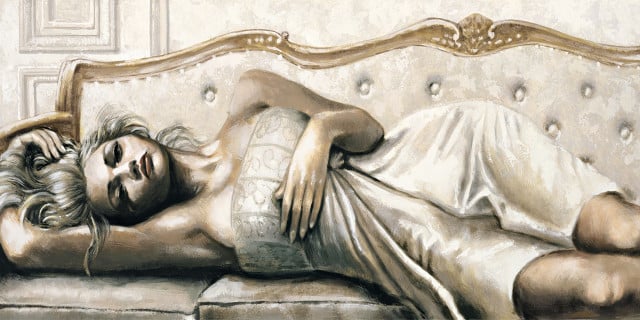 Diana on sofa, uramljena slika 50x100cm