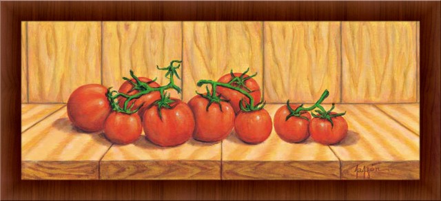 Crveni paradajz, uramljena slika 20 x 50 cm