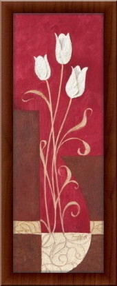 Bele lale, uramljena slika 30 x 70 cm