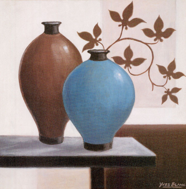 Plava i braon vaza, uramljena slika 70x70cm