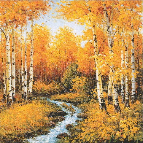 Potok u jesen, uramljena slika 50x50cm i 70 x 70 cm