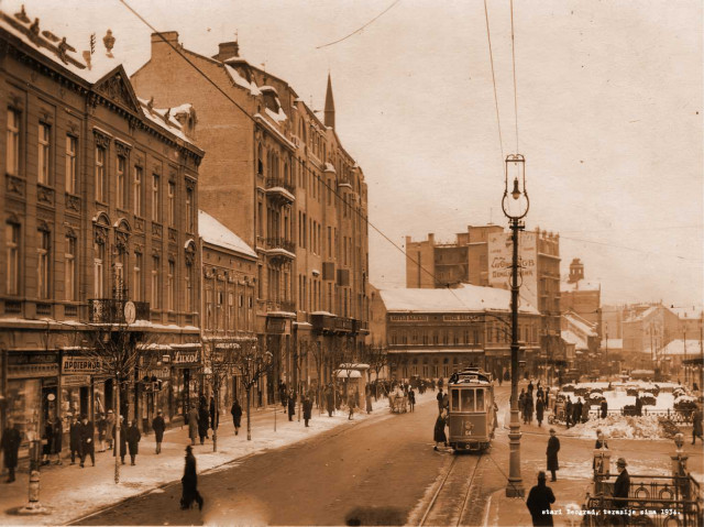 stari Beograd, terazije zima 1934., dimenzije : 30x40cm i 40x50 cm