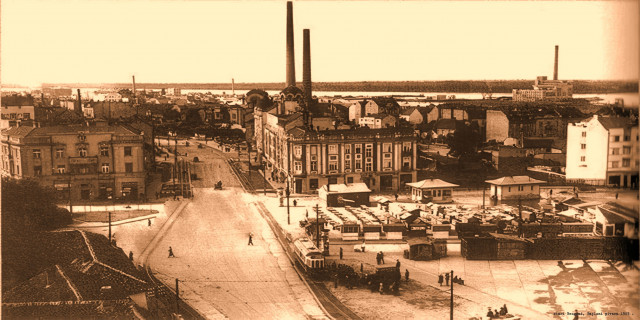 Stari Beograd - pivara bajloni 1903., uramljena slika 50x100cm
