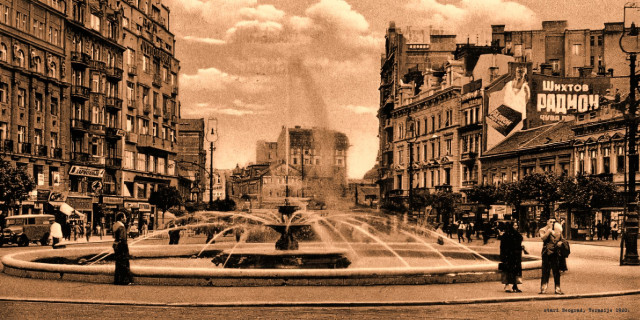 Stari Beograd - terazije 1920., uramljena slika 50x100cm