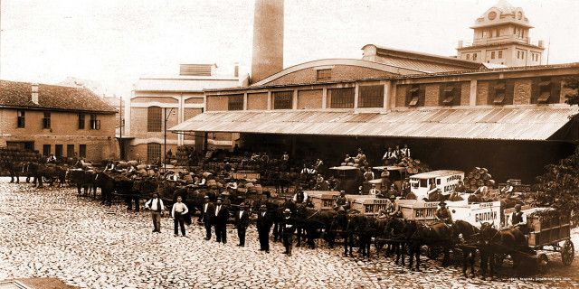 Stari Beograd - Pivara Bajloni 1920., uramljena slika 50x100cm