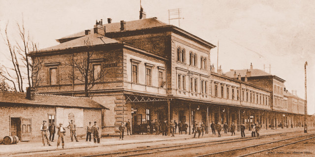 Stari Zemun, zelezn stanica 1916., uramljena slika 50x100cm