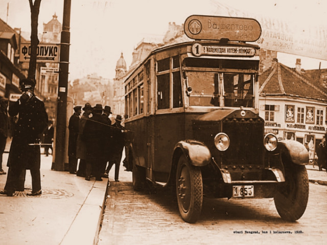 Bus linija 1 Kelmegdan Neimar 1928., uramljena slika 30x40cm i 40x50cm