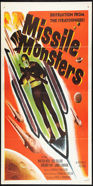 Stari poster Missile Monsters 1958., uramljena slika 50x100cm