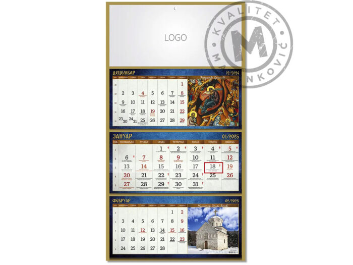 Trodelni zidni kalendar, Manastiri 08