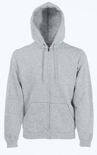 FRUIT OF THE LOOM, PREMIUM HOODED SWEAT JAKNA, PEPELJASTO SIVA,, XL