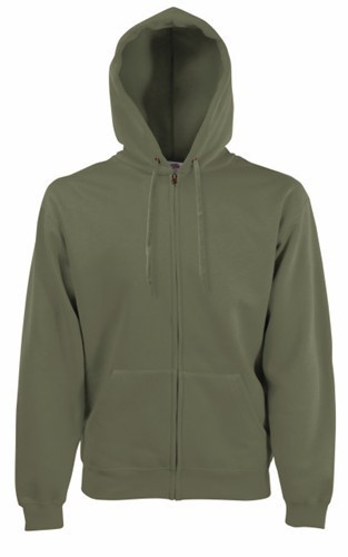 FRUIT OF THE LOOM, PREMIUM HOODED SWEAT JAKNA,MASLINASTO ZELENA, M