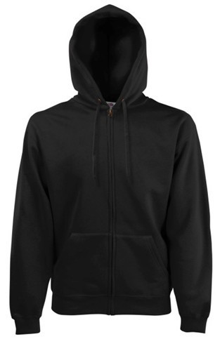 FRUIT OF THE LOOM, CLASSIC HOODED SWEAT JACKET, MUŠKI DUKS SA KAPULJAČOM I CIBZAROM, CRNA, 2XL