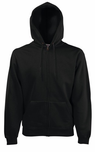 FRUIT OF THE LOOM, PREMIUM HOODED SWEAT JAKNA, CRNA, 2XL