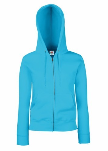 FRUIT OF THE LOOM, LADIES PREMIUM HOODED SWEAT JACKET, ŽENSKI DUKS SA KAPULJAČOM I CIBZAROM, AZURNO PLAVA, S