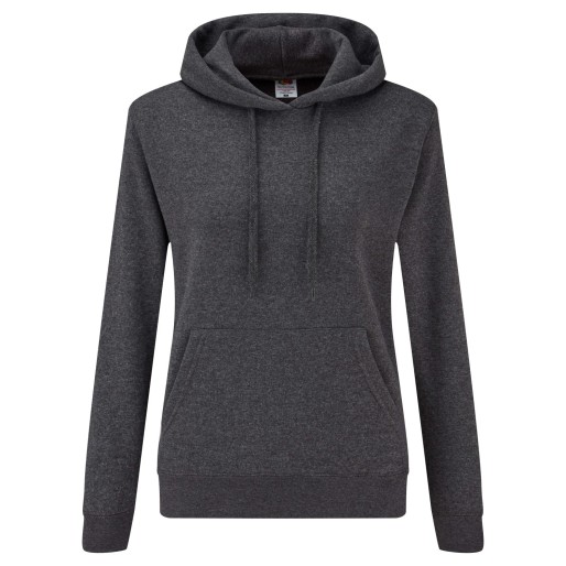 FRUIT OF THE LOOM, LADIES CLASSIC HOODED SWEAT, ŽENSKI DUKS SA KAPULJAČOM, TAMNO MELIRANO SIVA