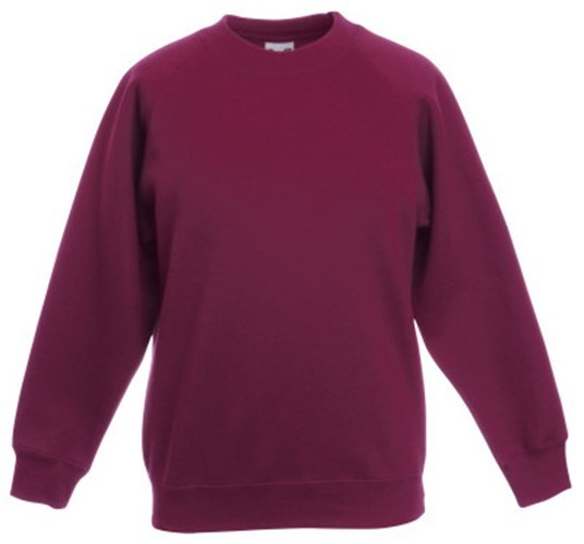 FRUIT OF THE LOOM, KIDS PREMIUM RAGLAN SWEAT, DEČIJA DUKSERICA, BURGUNDI, 12-13