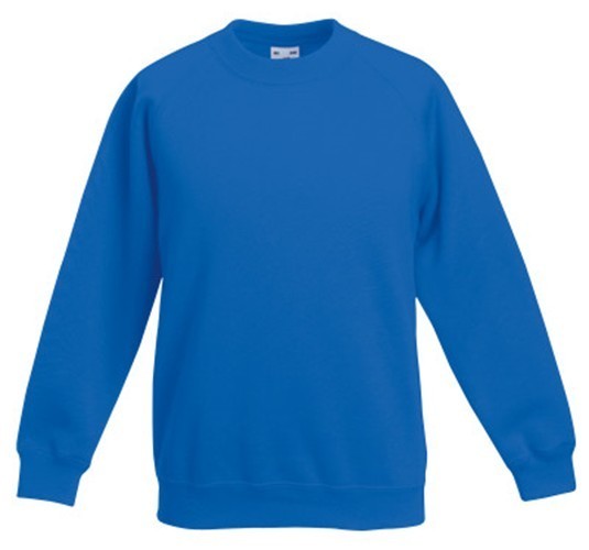 FRUIT OF THE LOOM, KIDS PREMIUM RAGLAN SWEAT, DEČIJA DUKSERICA, ROYAL PLAVI, 3-4