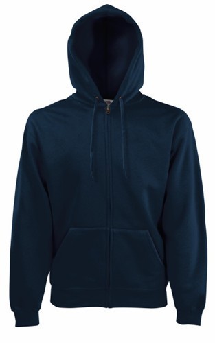 FRUIT OF THE LOOM, PREMIUM HOODED SWEAT JAKNA, TAMNO TEGET, 2XL