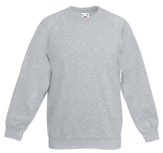 FRUIT OF THE LOOM, KIDS CLASSIC RAGLAN SWEAT, DUKS ZA DECU, PEPELJASTO SIVA, 12-13