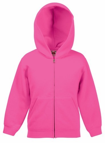 FRUIT OF THE LOOM, KIDS CLASSIC HOODED SWEAT JACKET, DUKS ZA DECU SA KAPULJAČOM I CIBZAROM,FUKSIJA , 7-8