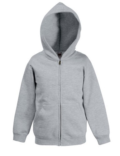 FRUIT OF THE LOOM, KIDS CLASSIC HOODED SWEAT JACKET, DUKS ZA DECU SA KAPULJAČOM I CIBZAROM,PEPELJASTO SIVA , 14-15