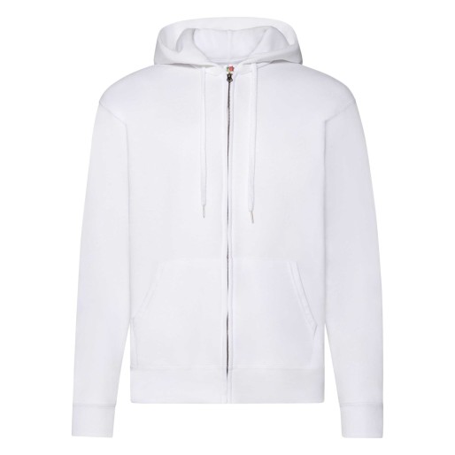 FRUIT OF THE LOOM, CLASSIC HOODED SWEAT JACKET, MUŠKI DUKS SA KAPULJAČOM I CIBZAROM, BELA, S