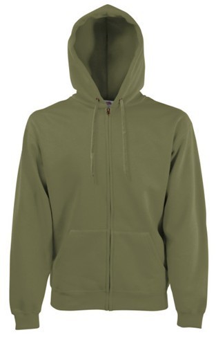 FRUIT OF THE LOOM, CLASSIC HOODED SWEAT JACKET, MUŠKI DUKS SA KAPULJAČOM I CIBZAROM, MASLINASTO ZELENA , S