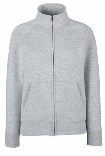 FRUIT OF THE LOOM, LADIES PREMIUM SWEAT JACKET, ŽENSKI DUKS SA CIBZAROM, PEPELJASTO SIVA, S