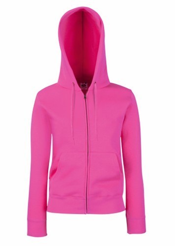 FRUIT OF THE LOOM, LADIES PREMIUM HOODED SWEAT JACKET, ŽENSKI DUKS SA KAPULJAČOM I CIBZAROM, FUKSIJA, 2XL