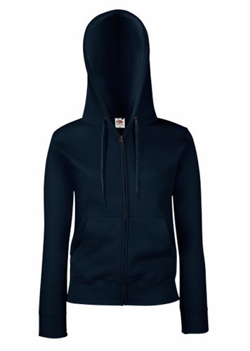 FRUIT OF THE LOOM, LADIES PREMIUM HOODED SWEAT JACKET, ŽENSKI DUKS SA KAPULJAČOM I CIBZAROM,TAMNO TEGET , XS