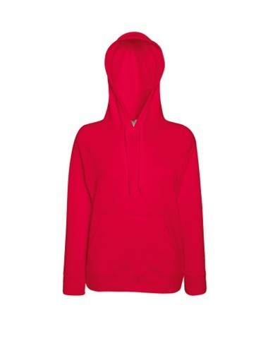 FRUIT OF THE LOOM, LADIES LIGHTWEIGHT HOODED SWEAT, ŽENSKI DUKS SA KAPULJAČOM, CRVENA, 2XL