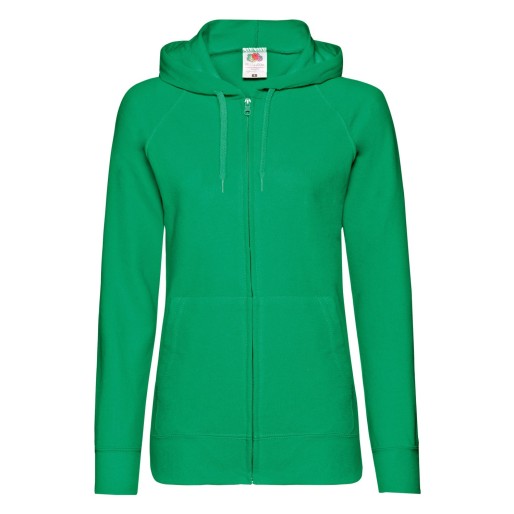 FRUIT OF THE LOOM, LADIES LIGHTWEIGHT HOODED SWEAT JACKET, ŽENSKI DUKS SA KAPULJAČOM, KELLY ZELENA, 2XL