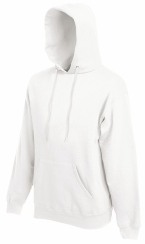 FRUIT OF THE LOOM, CLASSIC HOODED SWEAT, KLASIČNI MUŠKI DUKS SA KAPULJAČOM, BELA, S