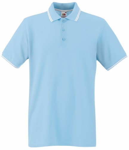 FRUIT OF THE LOOM, PREMIUM TIPPED POLO, PREMIUM DVOBOJNA MUŠKA POLO MAJICA,SVETLO PLAVO – BELA , L